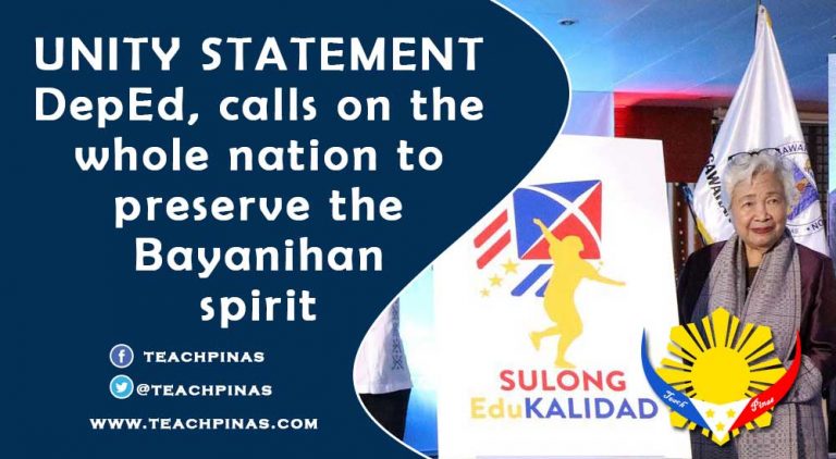 UNITY STATEMENT: DepEd, calls on the whole nation to preserve the ...