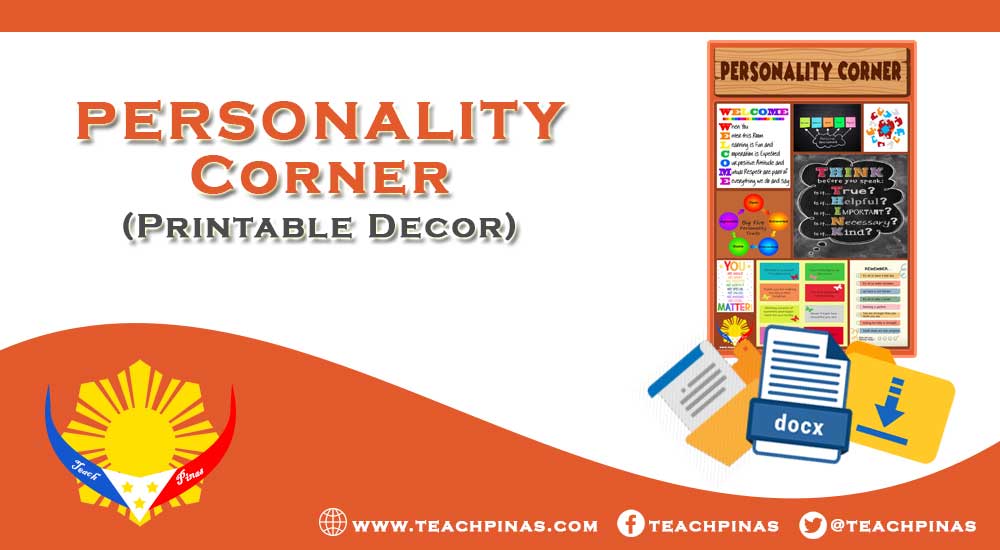 Personality Corner Printable Poster - Teach Pinas